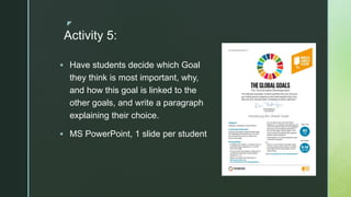 Introducing the Global Goals - activity 5 | PPTX