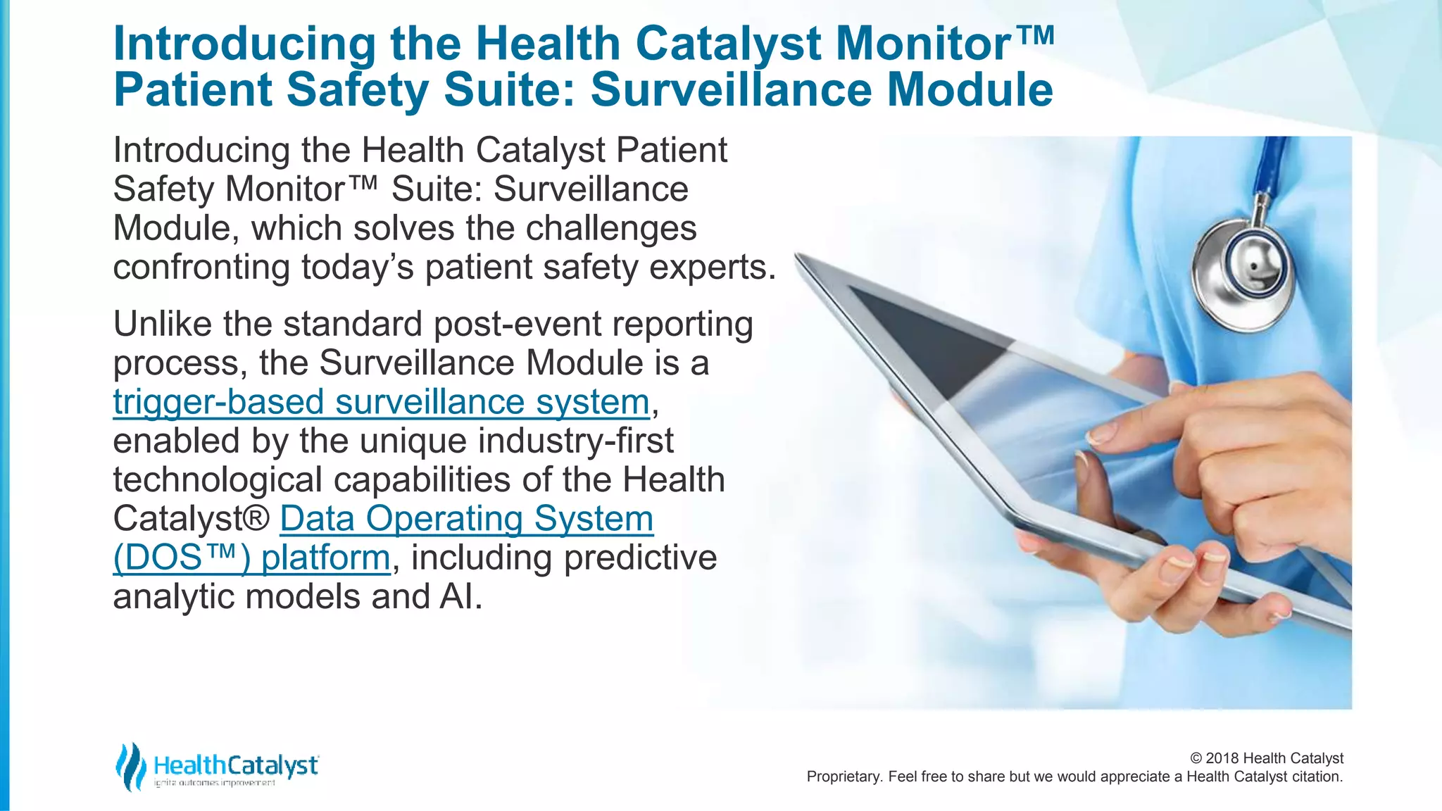 Introducing the Health Catalyst Monitor™ Patient Safety Suite ...
