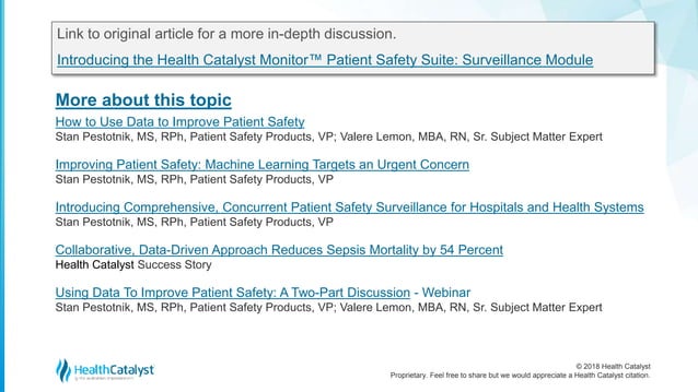 Introducing the Health Catalyst Monitor™ Patient Safety Suite ...