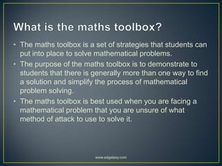 Introducing the maths toolbox to students | PPTX