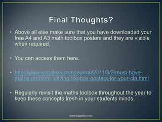Introducing the maths toolbox to students | PPTX