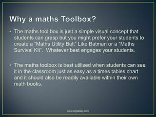 Introducing the maths toolbox to students | PPTX