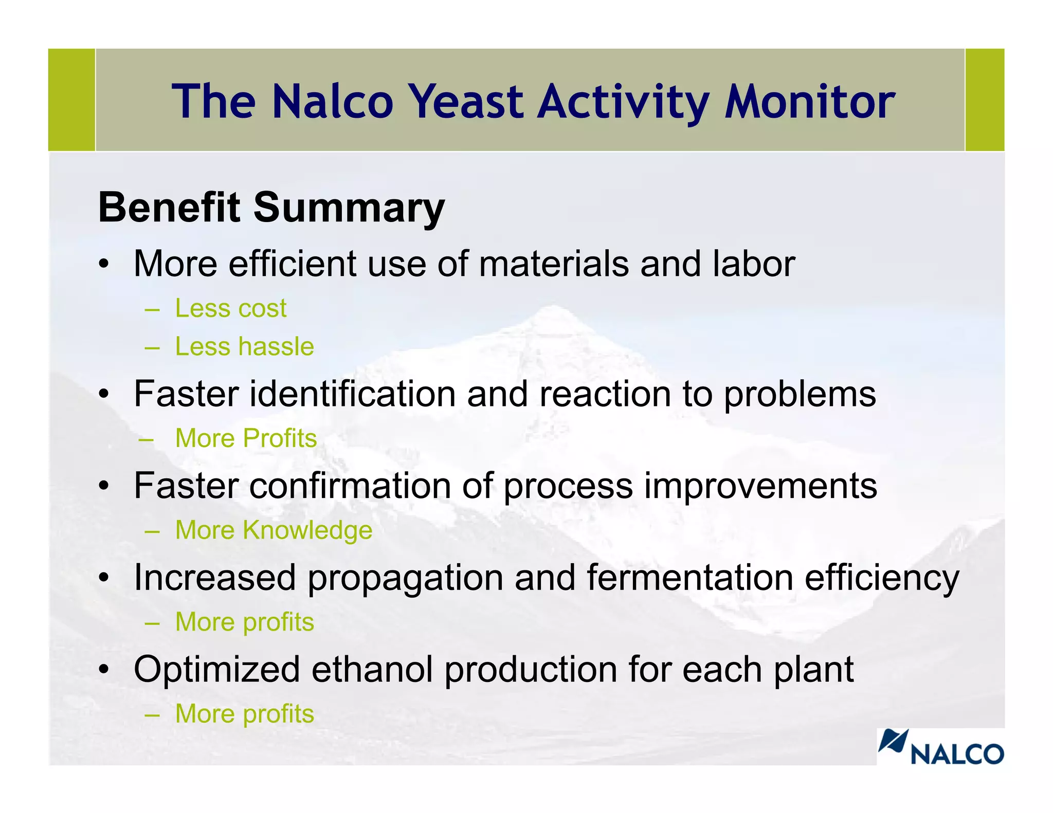 Introducing The Nalco Yeast Activity Monitor | PDF