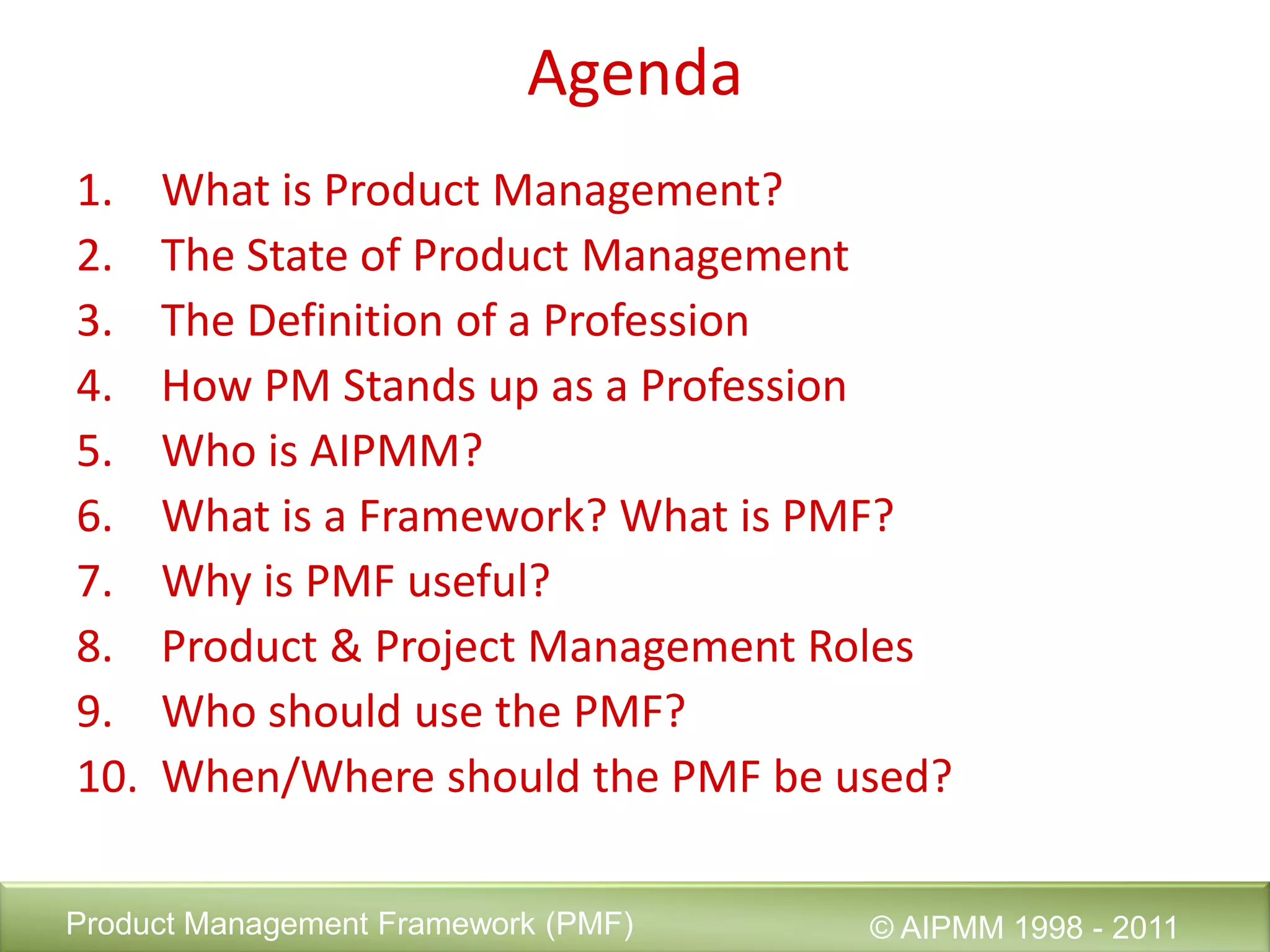 Introducing the Product Mgmt Framework (PMF) | PPT