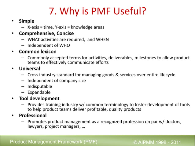 Introducing the Product Mgmt Framework (PMF) | PPT