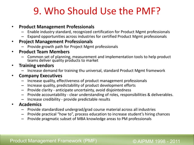 Introducing the Product Mgmt Framework (PMF) | PPT