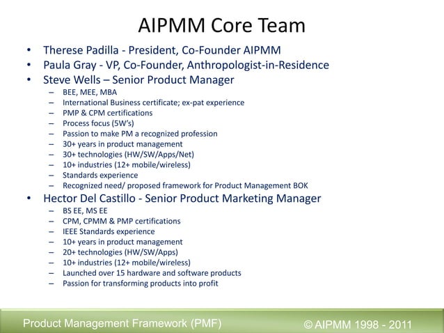 Introducing the Product Mgmt Framework (PMF) | PPT