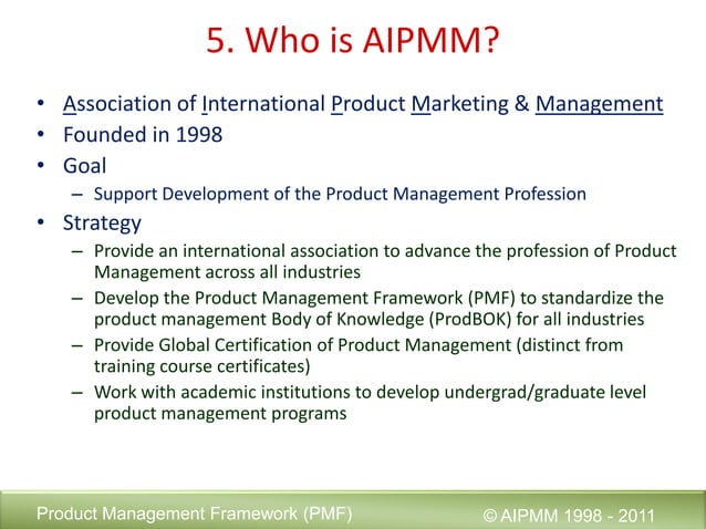 Introducing the Product Mgmt Framework (PMF) | PPT