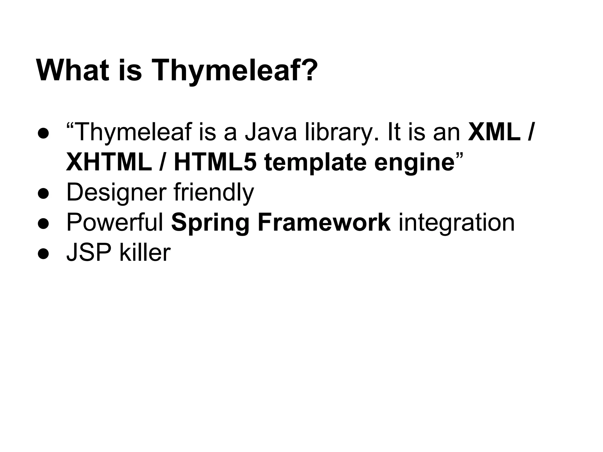 Introducing thymeleaf | PDF | Web Development | Internet