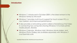 What is Windows 7 and Futures | PPTX