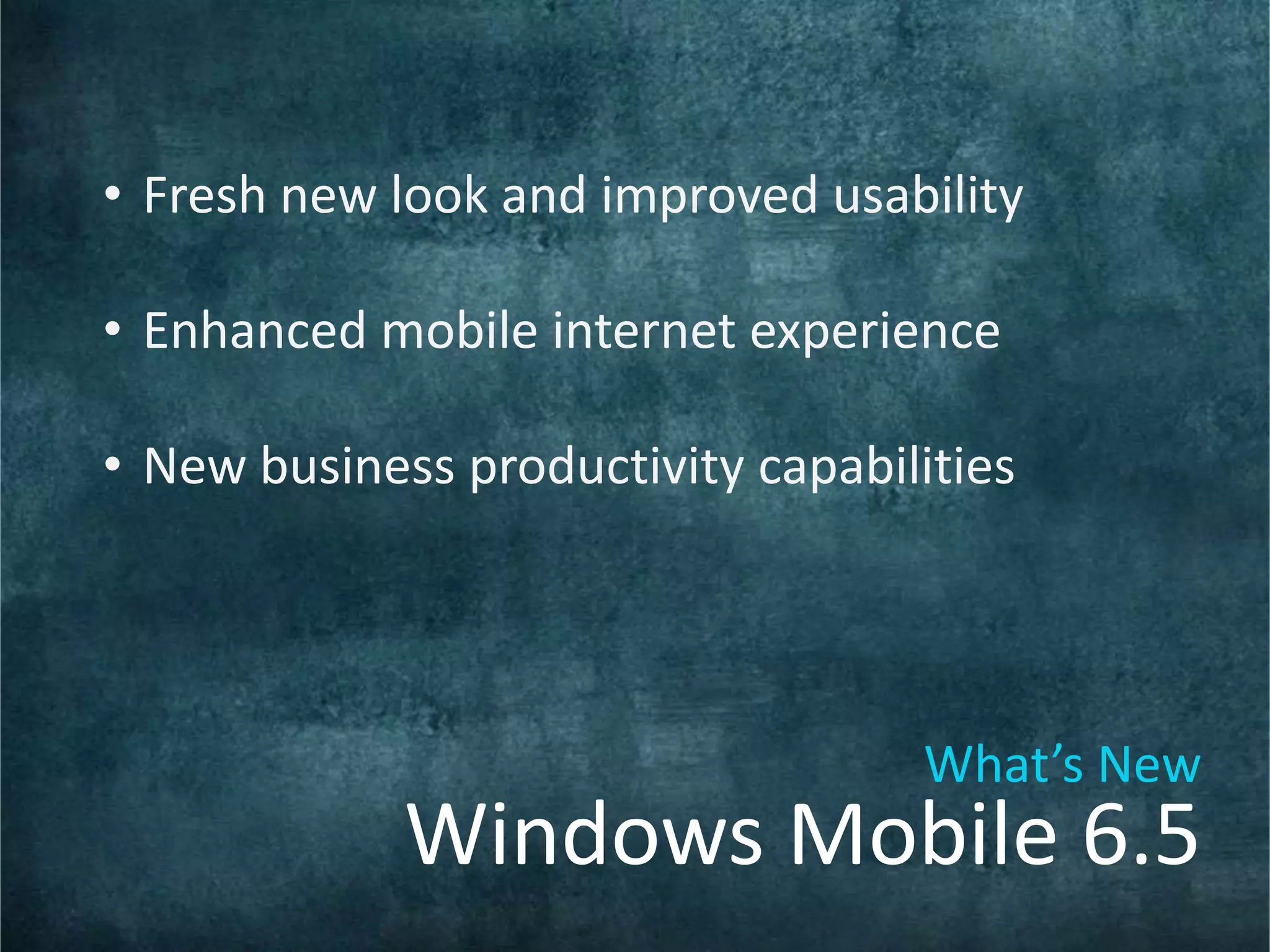Introducing Windows Mobile 6.5 | PPTX | Mobile Games | Video Gaming