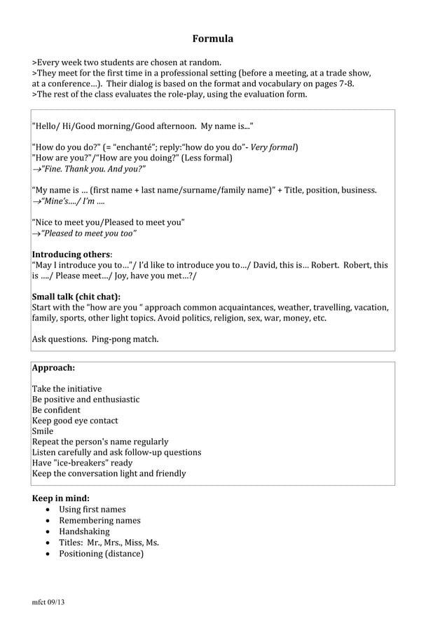 Introducing yourself in a business context | PDF