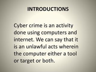 Introducion cyber crime and cyber law | PPTX