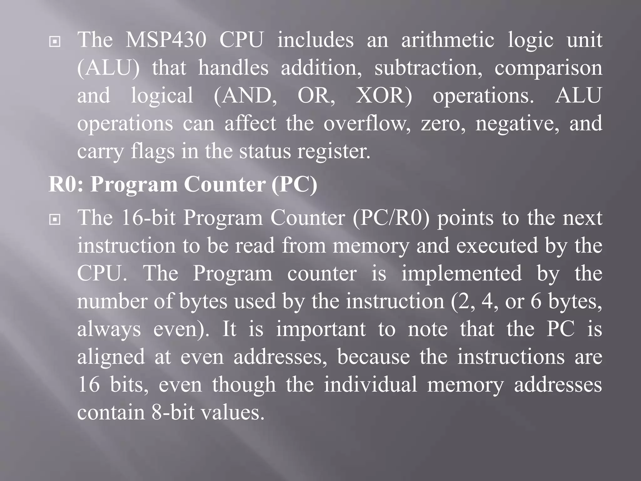 Introducion to MSP430 Microcontroller.pptx | Operating Systems | Computer Software and Applications