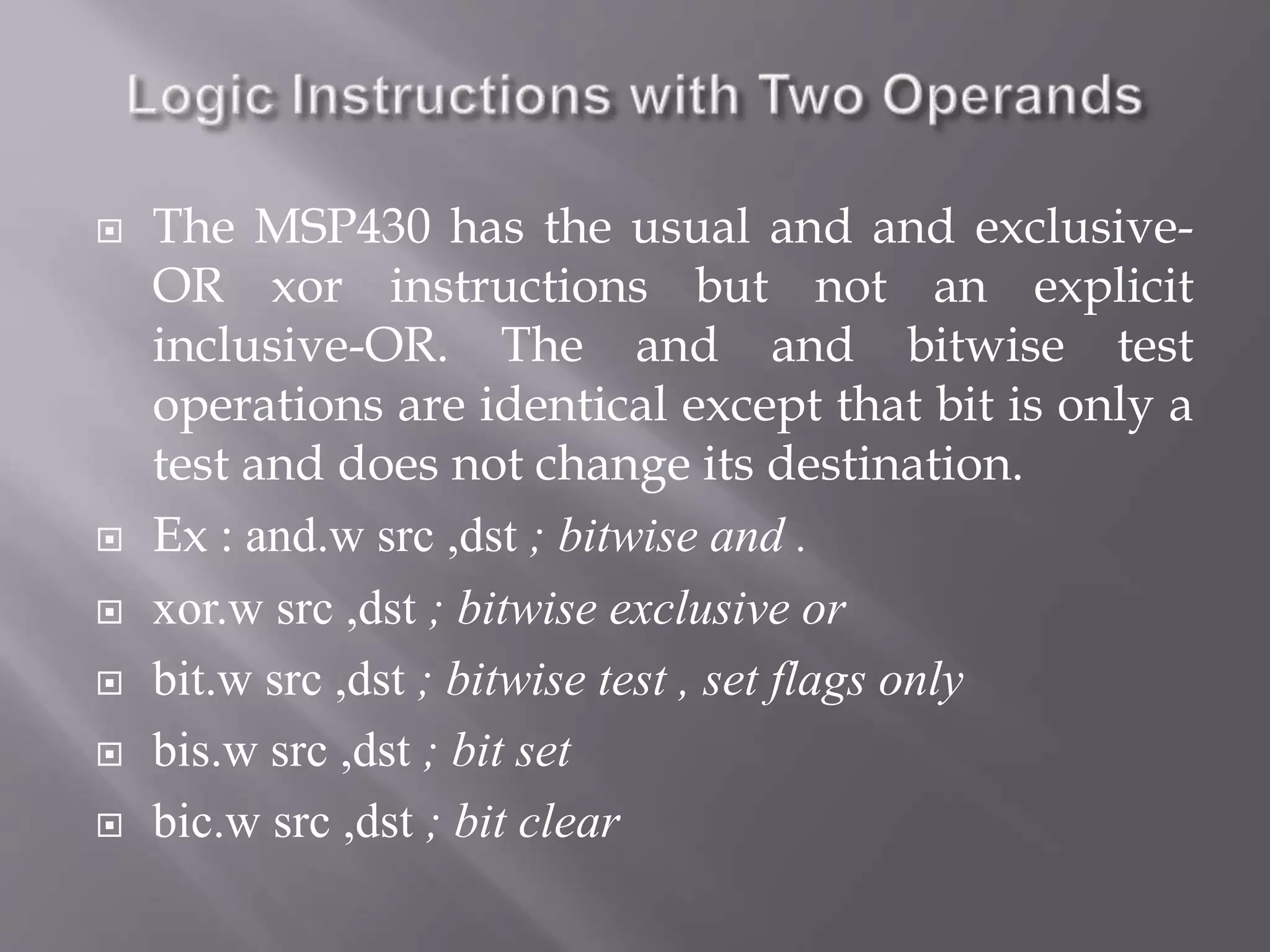 Introducion to MSP430 Microcontroller.pptx | Operating Systems | Computer Software and Applications