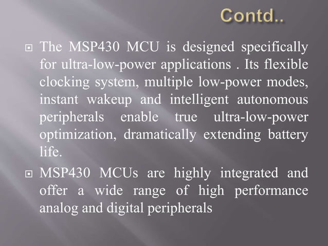 Introducion to MSP430 Microcontroller.pptx | Operating Systems | Computer Software and Applications