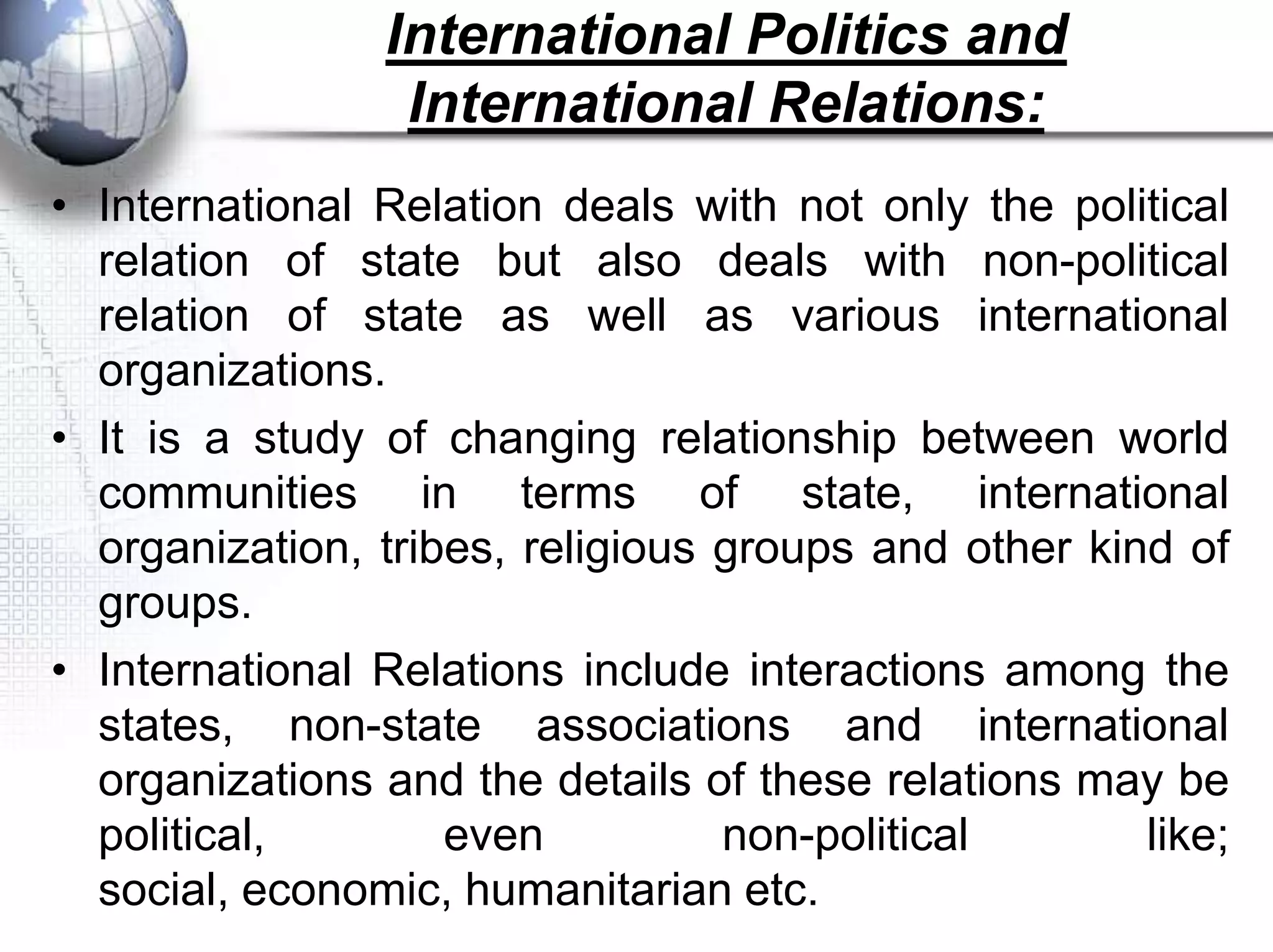 Introduciton to international relation | PPTX