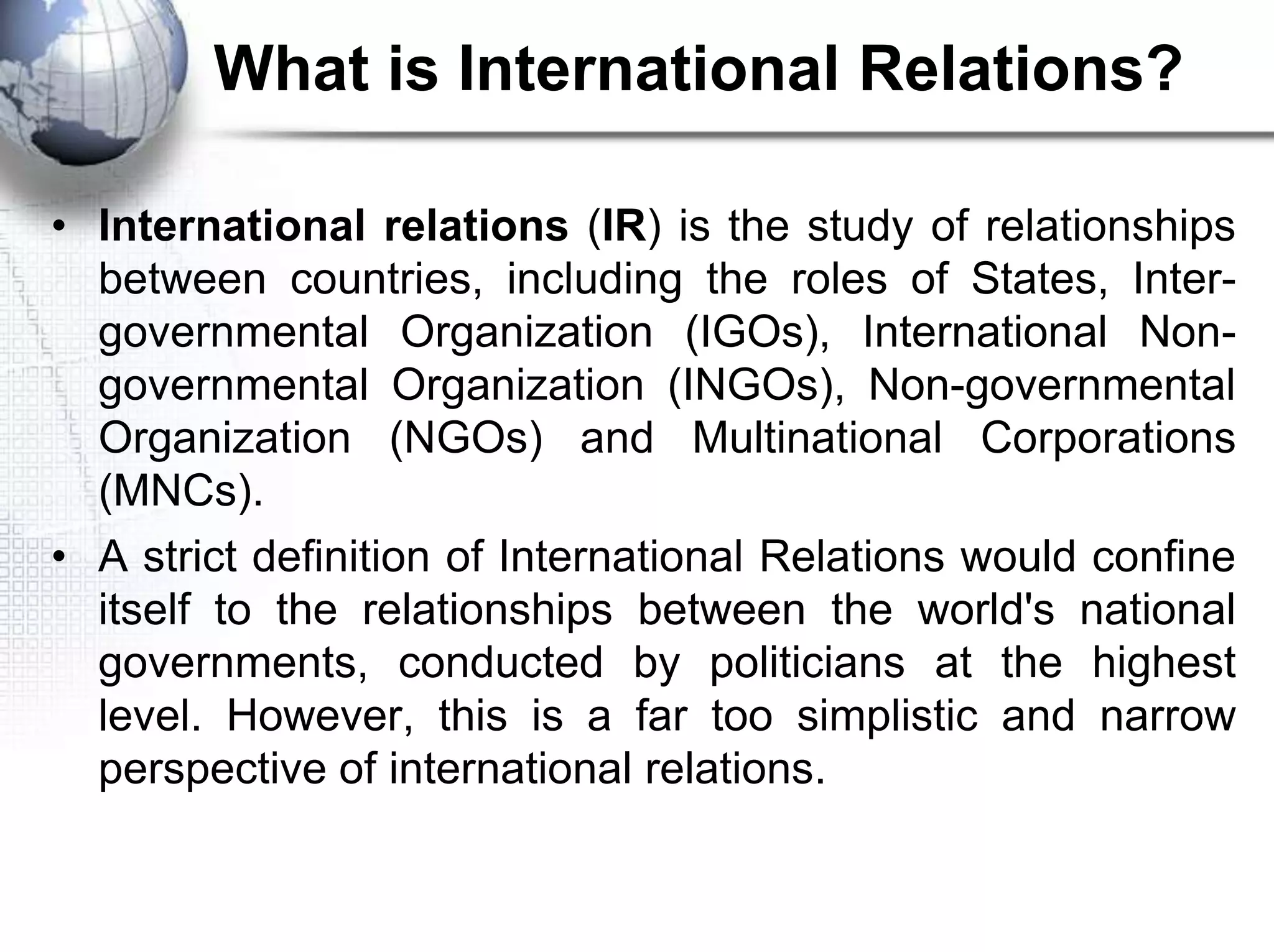 Introduciton to international relation | PPTX