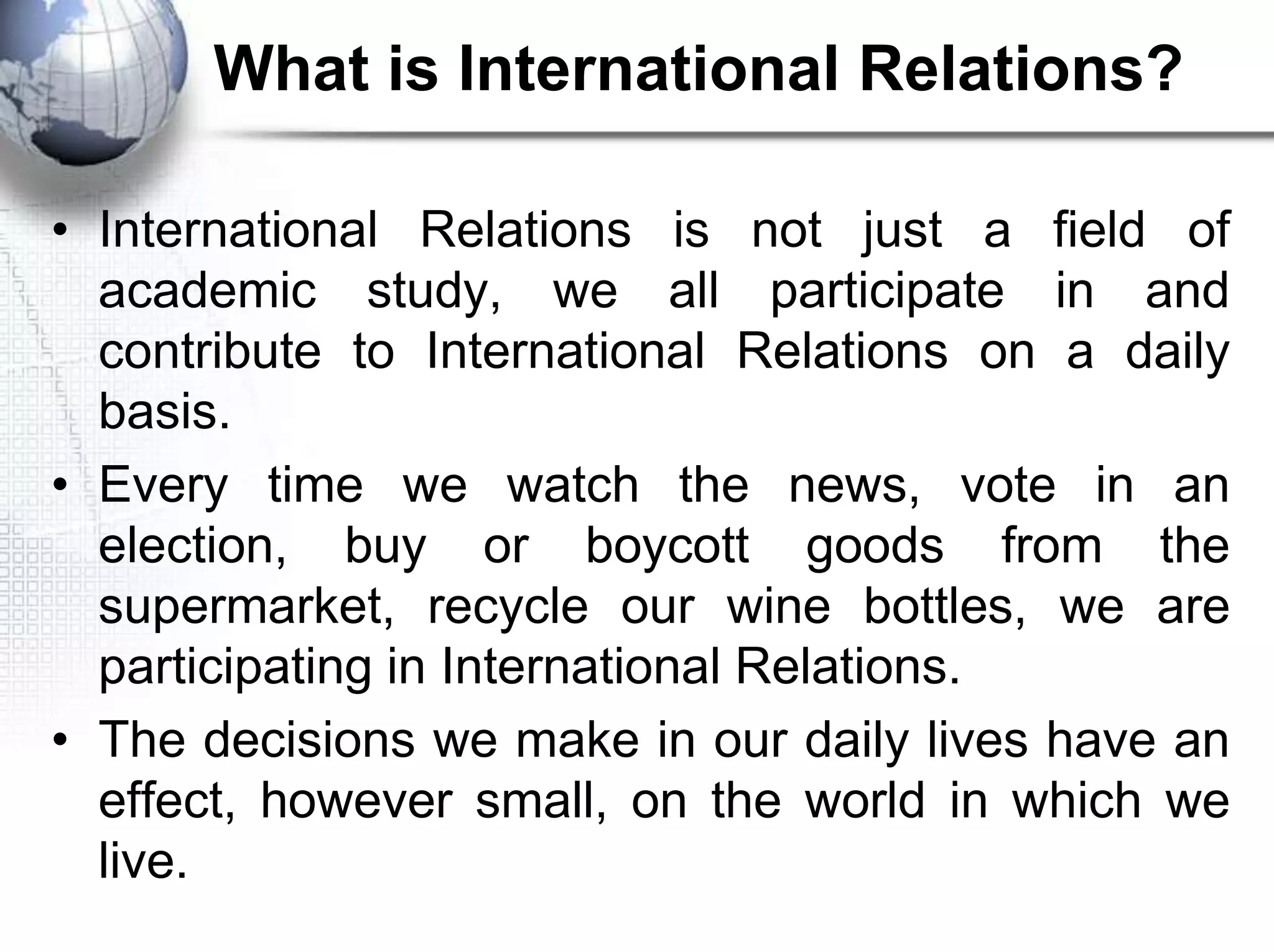 Introduciton to international relation | PPTX