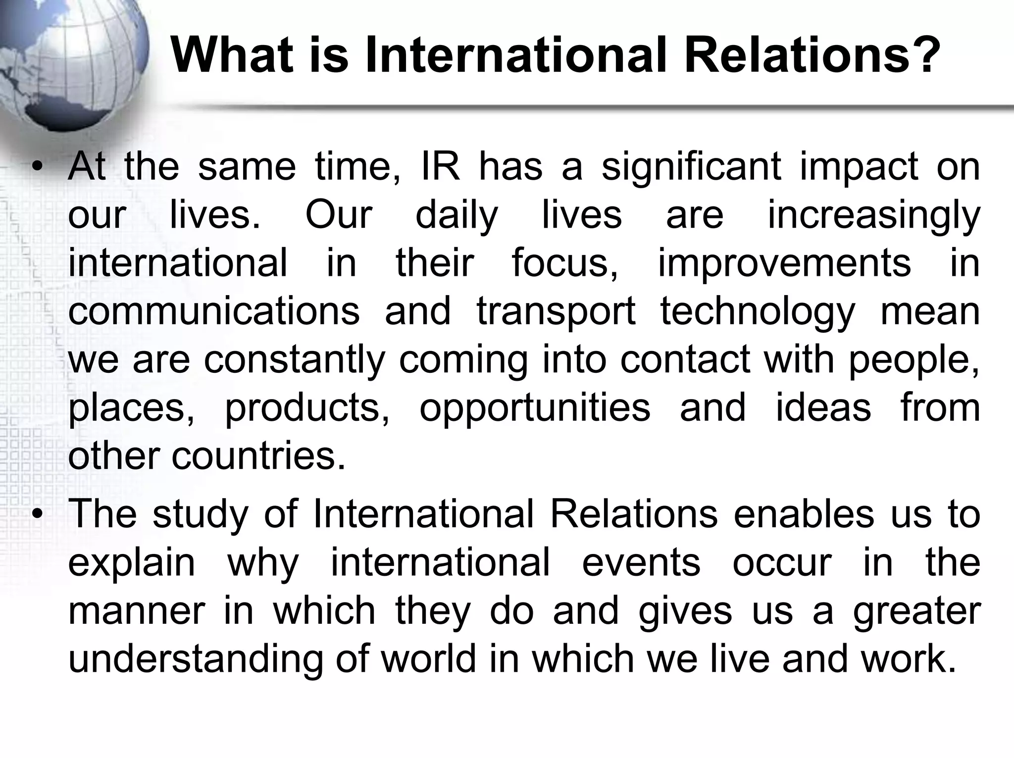 Introduciton to international relation | PPTX