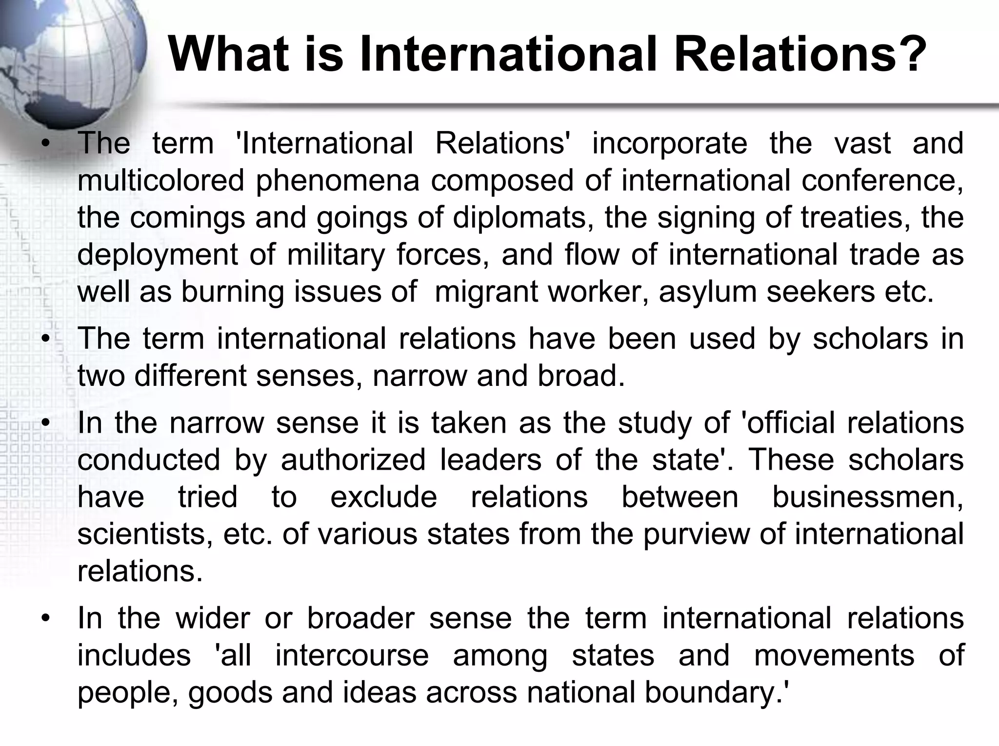 Introduciton to international relation | PPTX