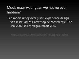 0708 Introductie user experience design minor | PPT