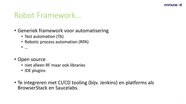Introductie robot framework | PPT
