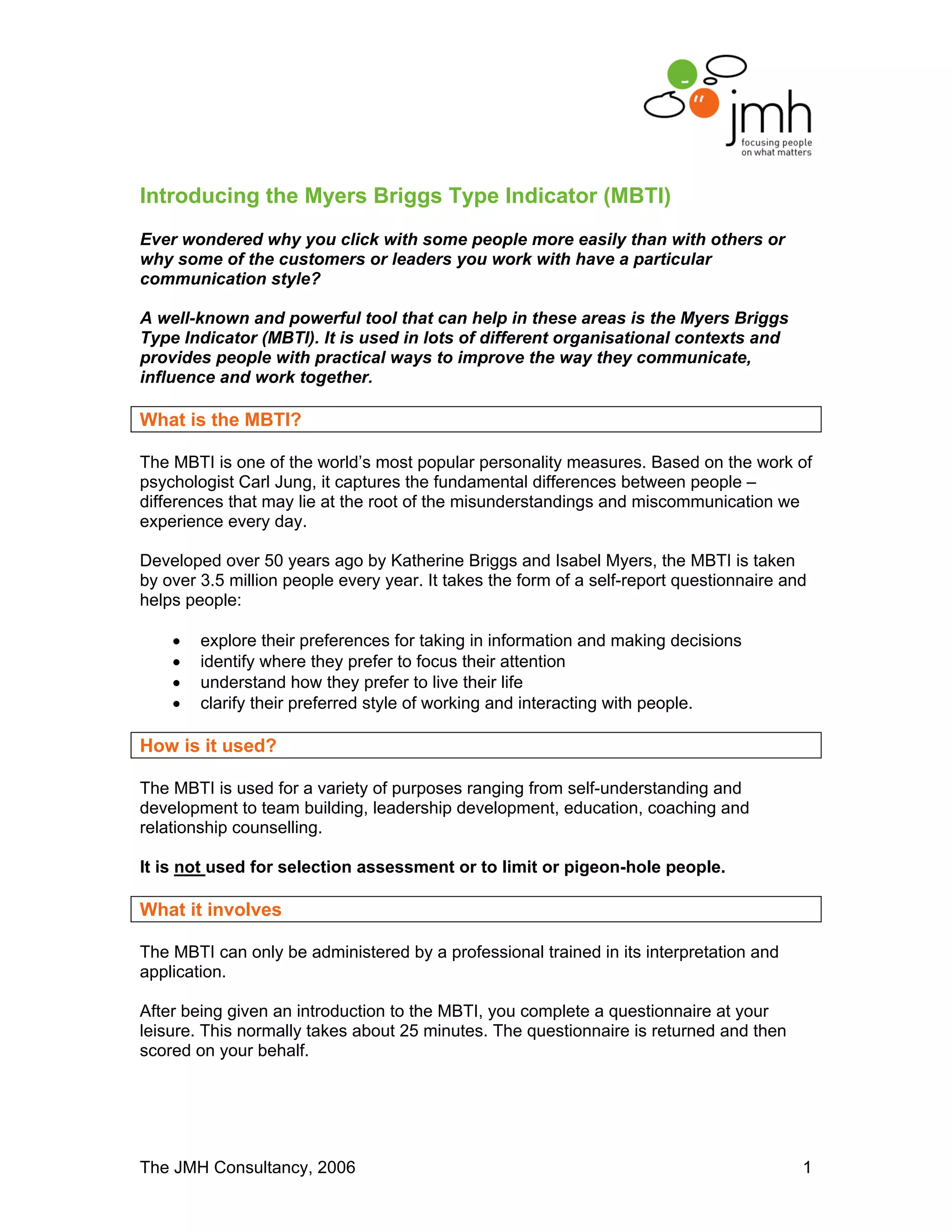 Introducting the mbti | PDF