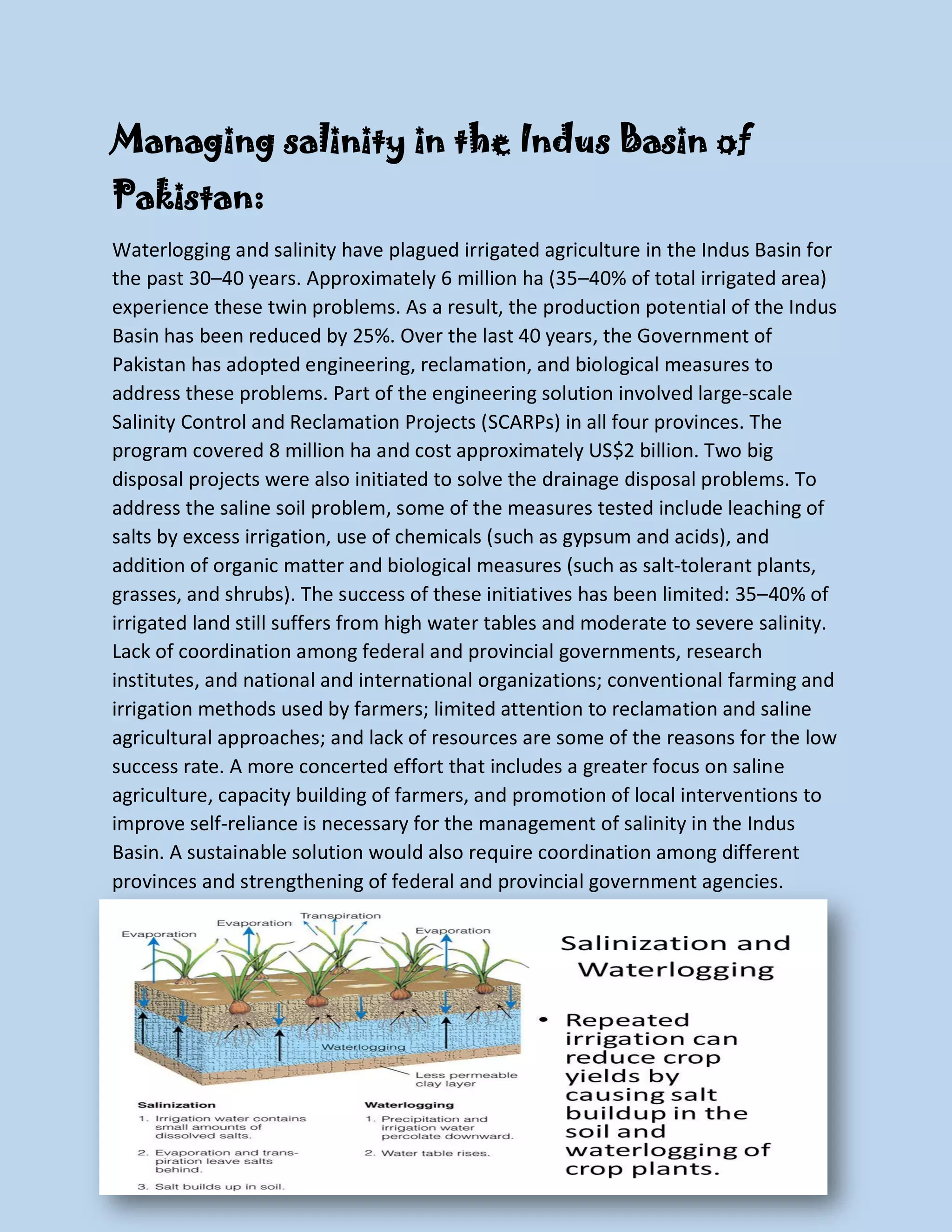 WATER LOGGING AND SALINITY IN PAKISTAN | PDF