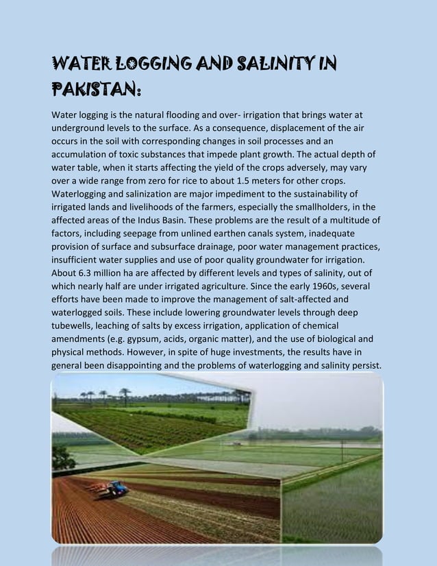 WATER LOGGING AND SALINITY IN PAKISTAN | PDF | Agriculture | Industries