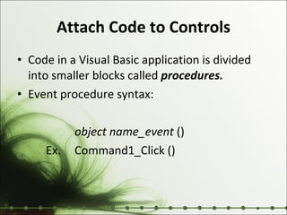 visual basic v6 introduction | PPT | Programming Languages | Computing