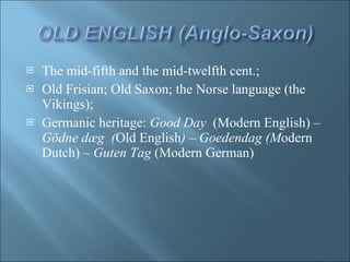 Introduction to the History of English | PPT