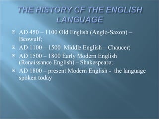 Introduction to the History of English | PPT