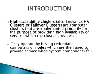 HA clusters | PPT