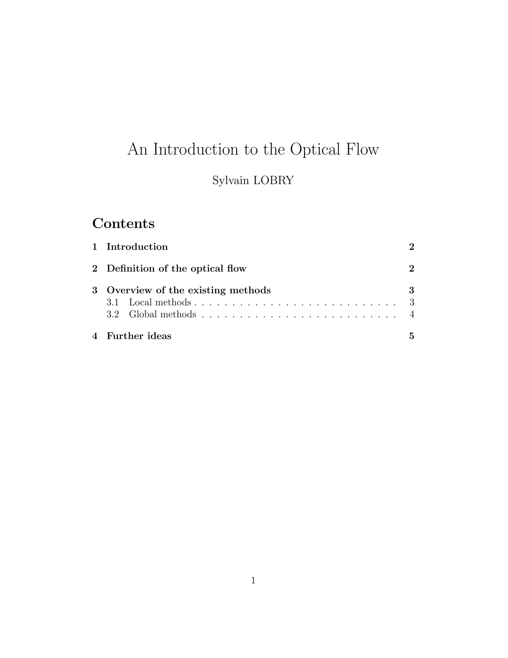 Introduction to Optial Flow | PDF