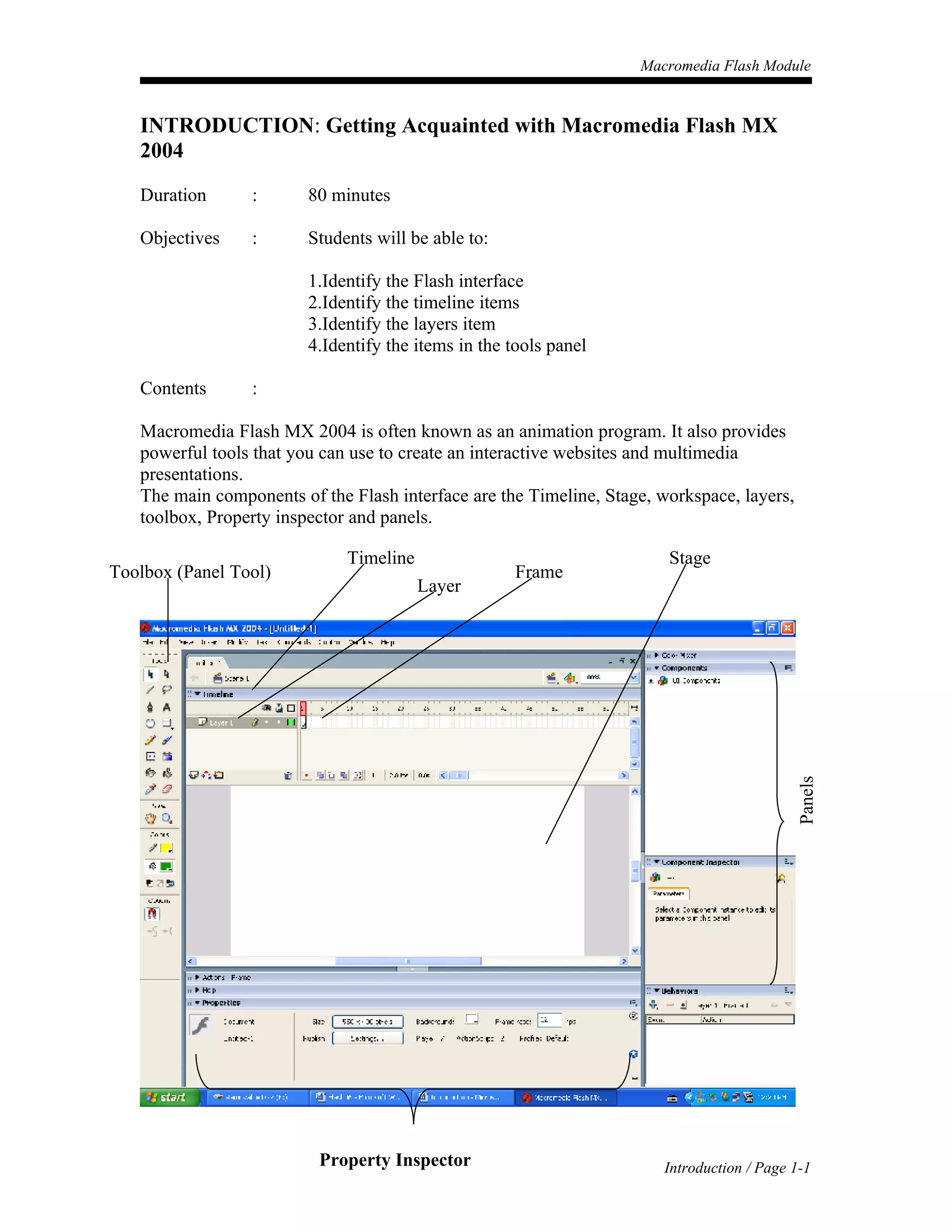 Introduction to Flash | DOC | Computer Animation | Computer Software ...
