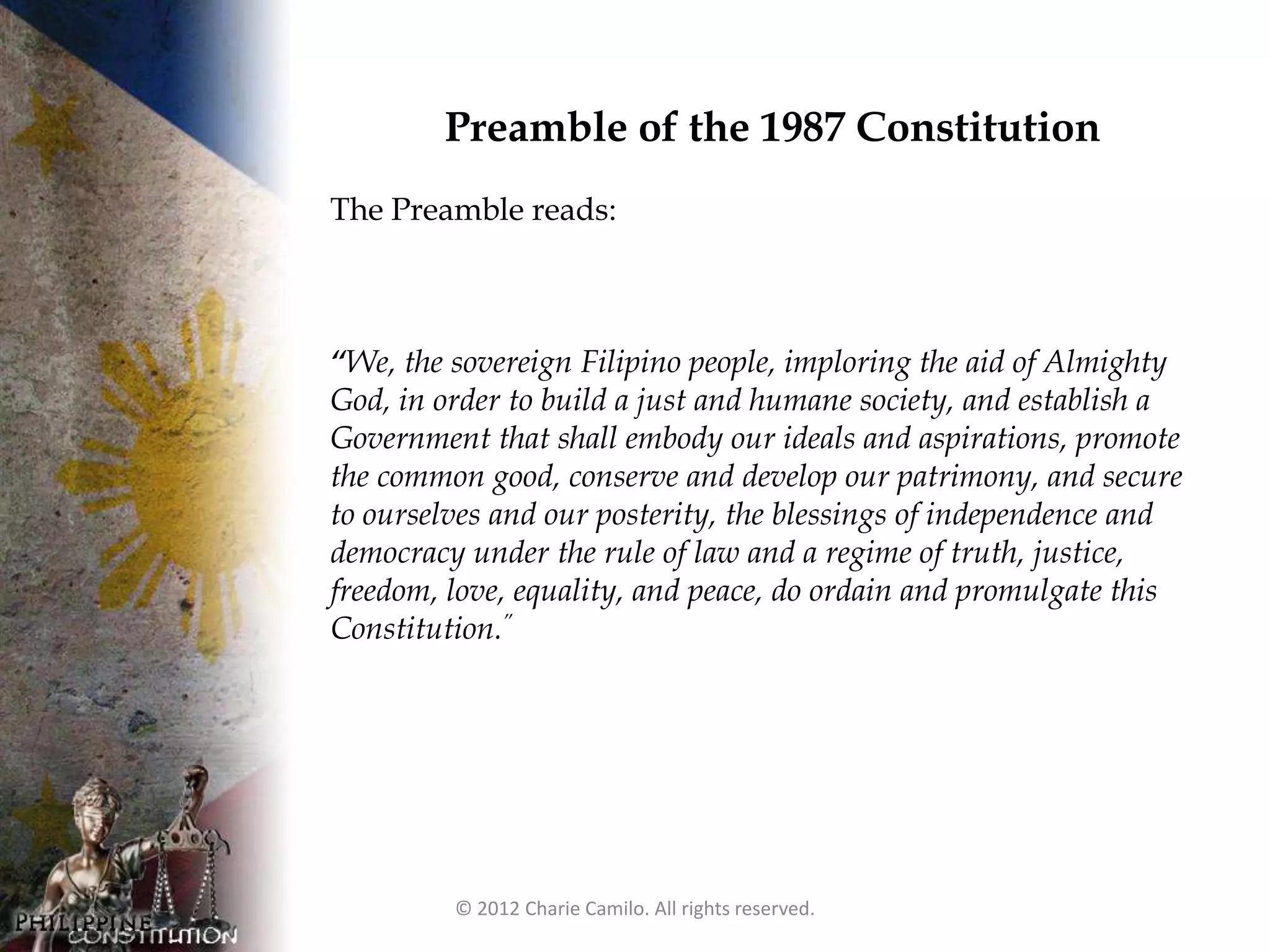 Introduction to Philippine Constitution 1987 | PPTX