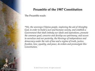 Introduction to Philippine Constitution 1987 | PPTX