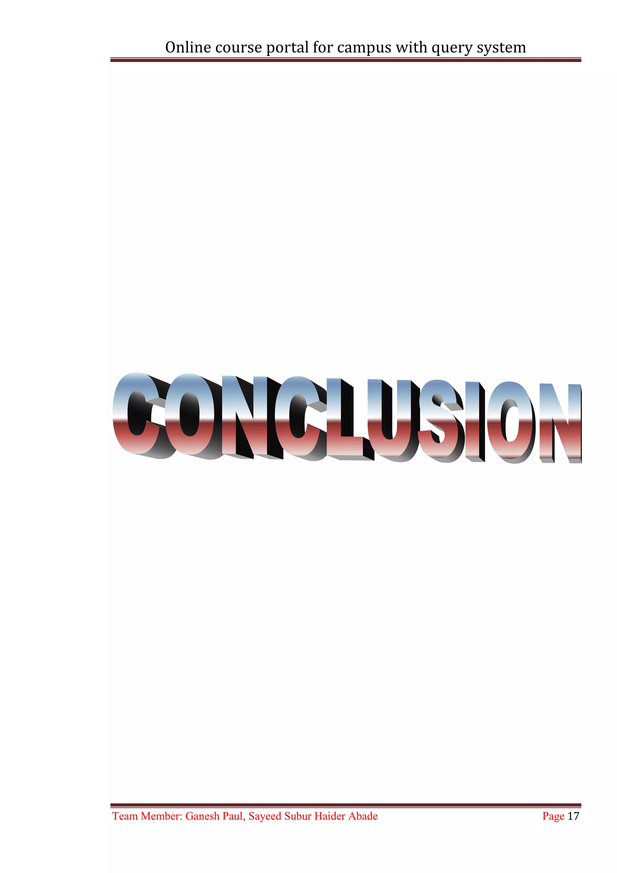 Online course portal for campus with query system | DOCX