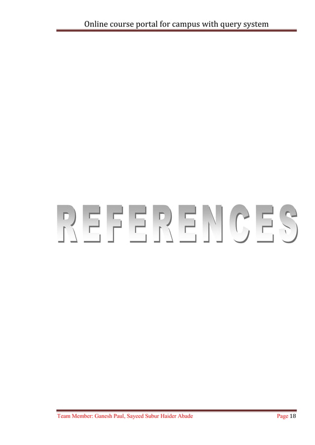 Online course portal for campus with query system | DOCX | Computing | Technology & Computing