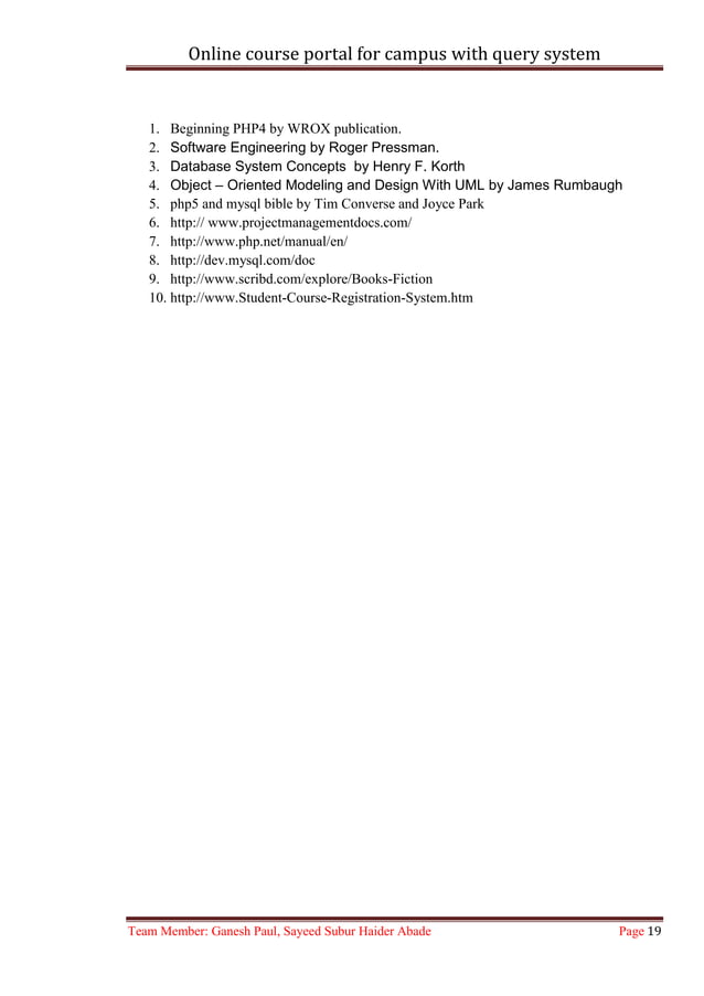 Online course portal for campus with query system | DOCX | Computing | Technology & Computing