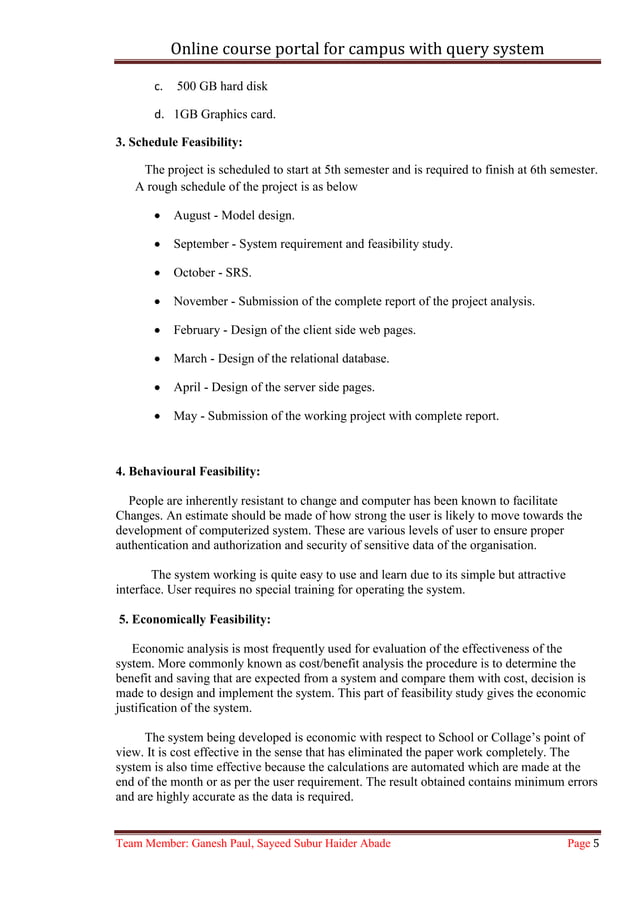 Online course portal for campus with query system | DOCX | Computing | Technology & Computing