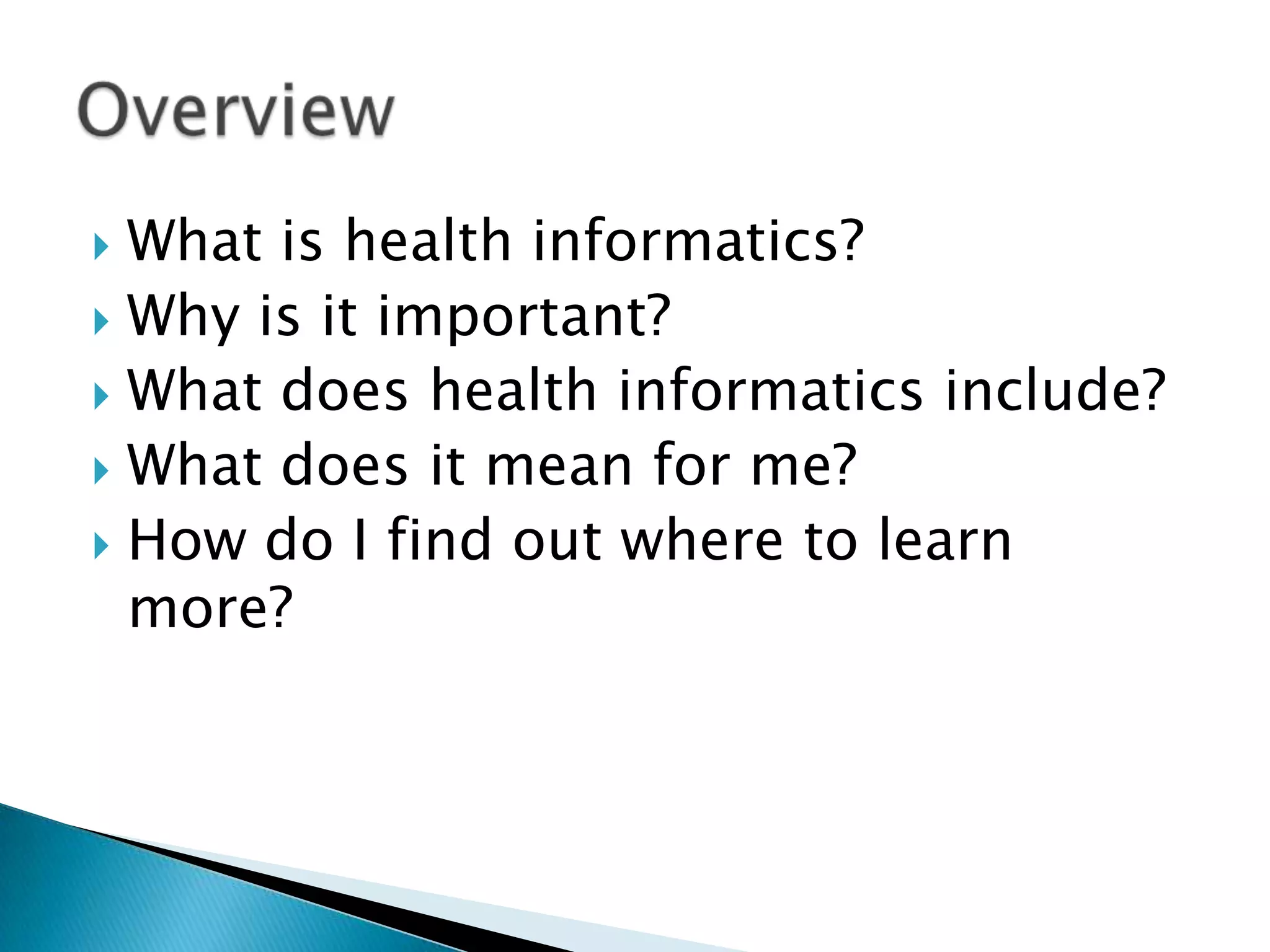 An Introduction to Health Informatics | PPTX