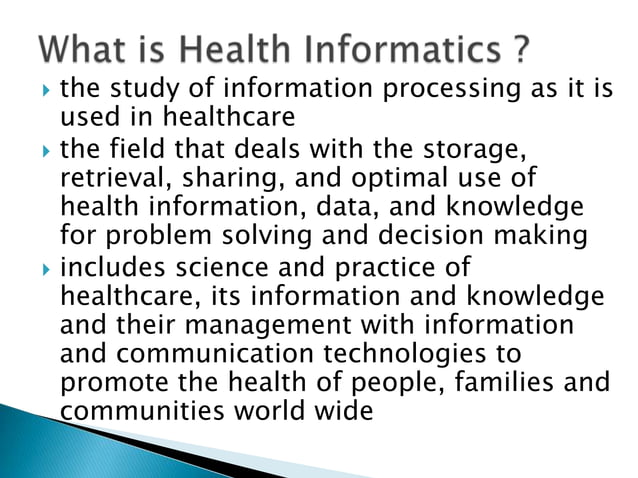 An Introduction to Health Informatics | PPTX | Healthcare Industry ...