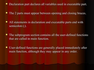 OVERVIEW OF ‘C’ PROGRAM | PPT | Programming Languages | Computing