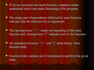 OVERVIEW OF ‘C’ PROGRAM | PPT | Programming Languages | Computing