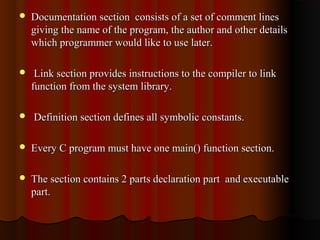 OVERVIEW OF ‘C’ PROGRAM | PPT | Programming Languages | Computing