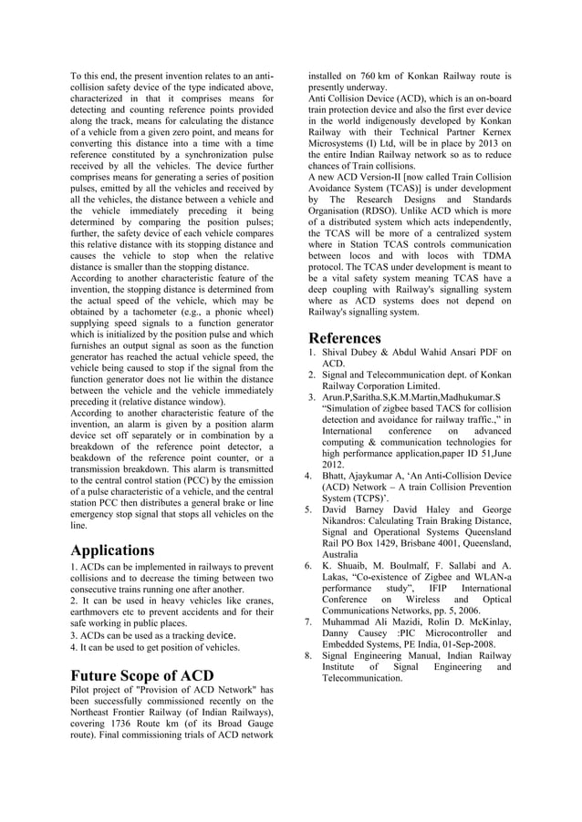 report on ACD (anti collision devices) in IEEE format by Tarun Khaneja ...