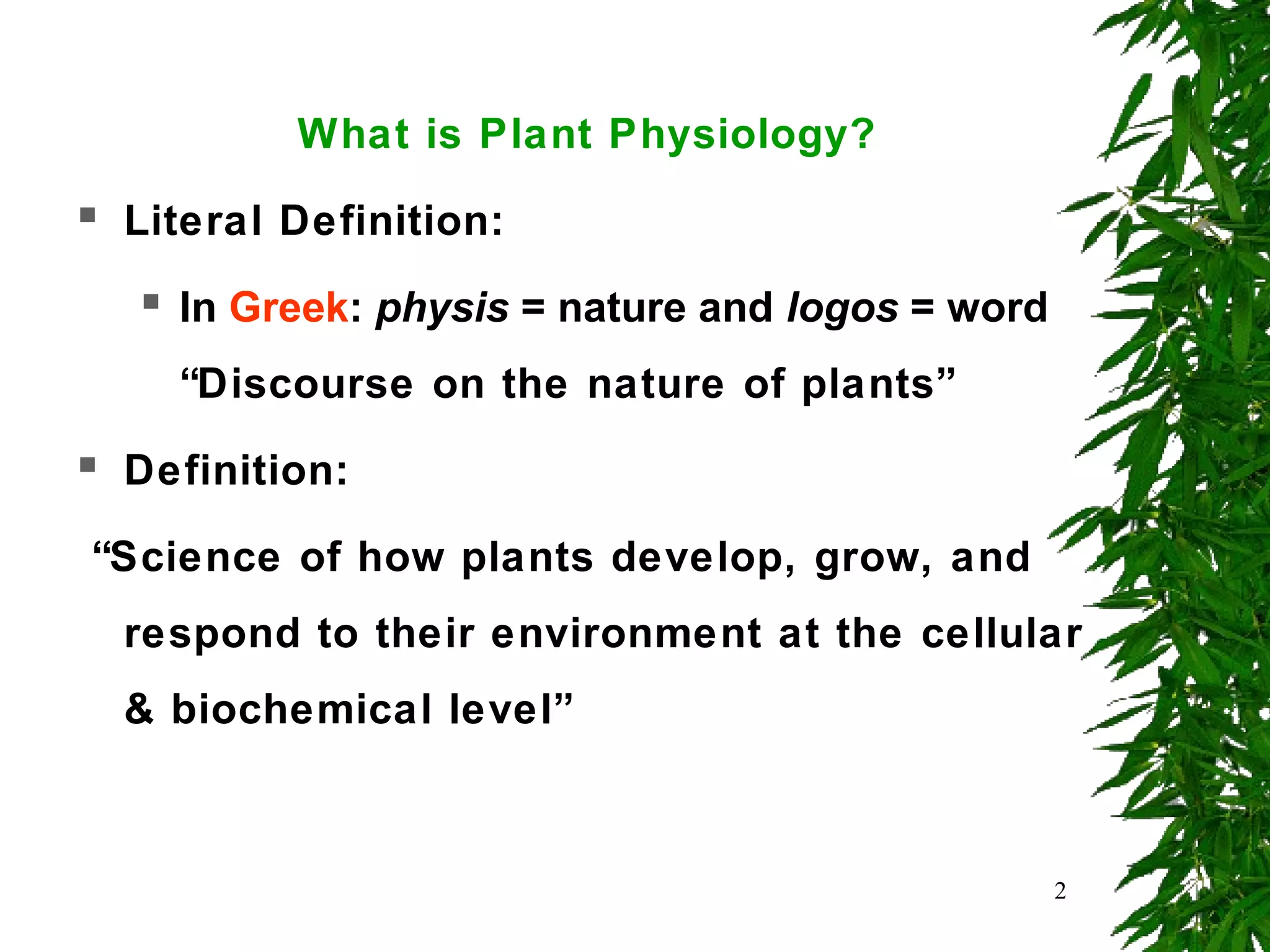 Introduction to principles of plant physiology | PPT