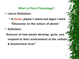 Introduction to principles of plant physiology | PPT
